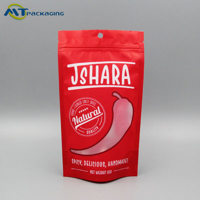 Resealable Stand Up Plastic Custom Printed Zipper Pouch Matte Finish For Food
