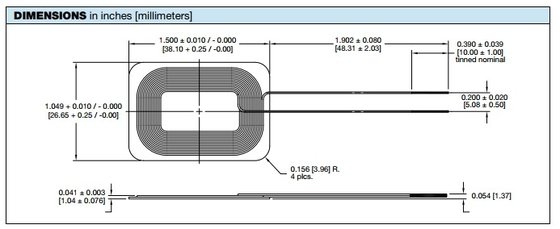 Custom wireless power coil 1 Coil, 1 Layer 10.7µH Wireless Charging Coil Receiver coil 183 mOhm