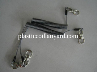 China Hot selling plastic transparent black spring steel coil tool lanyard with swivel fasteners supplier