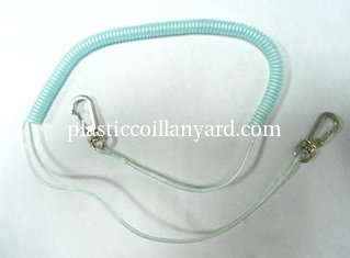 China Sky blue color retractable stretchy coiled fishing lanyard rope string tether safety line supplier