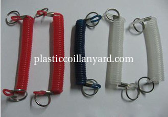 China Smart red/black/clear coil spring coil tether w/eyelets&key rings for protecting tool lost supplier