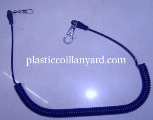 China 3meter lobster clasp hook blue flexible fishing safety line coiled lanyard fishing tools supplier