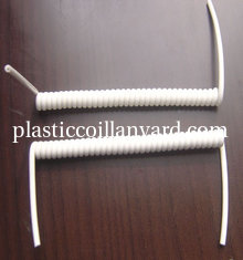 China Solid white plastic spring string coil lanyard semi-finished coil tether ready for safety supplier