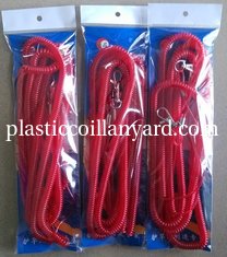 China 10m red plastic coiled lanyard for fishing using in big quantity stock with fast delivery supplier