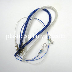 China Blue/clear plastic coating stainless steel wire inside expanding strong pulling coil leash supplier