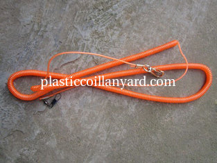 China Best metal clips on two ends long orange color long steel spring coil tool lanyard cords supplier