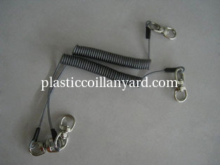 China Coiled cable tool lanyard w/nickle plated trigger snap hooks on two ends for tools safety supplier