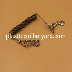 China High quality transulcent black PU covered spring coil tool lanyard and thumb hook ends supplier