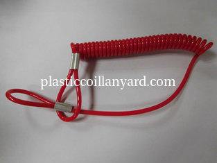 China Customized size color attachment plastic PU spring coil tool lanyard holder with loop ends supplier