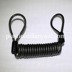 China Big stainless steel cord dia inside tranparent black PU coiled tool tether holder w/2loops supplier