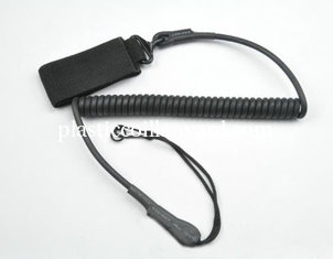 China Tactical pistol lanyard sling hand gun elastic secure spring coil w/belt velcro&snap hook supplier