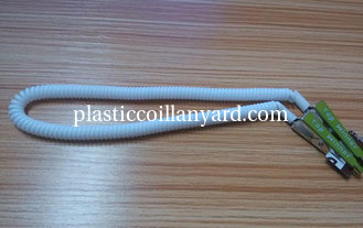 China Medical dental bib clip flexible plastic spring coil chain with crocodile clip white color supplier