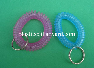 China Wrist coil with split key ring translucent pink blue spring coil color cheap China prices supplier