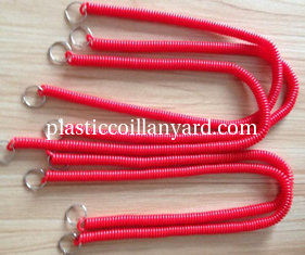 China Long spring coiled lanyard chain w/2pcs small split rings end red color simple tool leash supplier