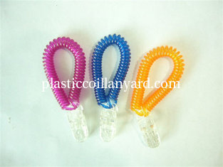 China Multicolor stretchable coil design wrist band keyring key Chain clear alligator clip end supplier