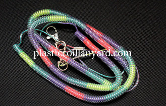 China 10M heavy duty color mixing retractable stretchy coiled fishing lanyard rope safety tether supplier
