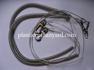 China Top quality stainless wire reinforced coil lanyard translcuent gray tackle spiral cord 8M supplier