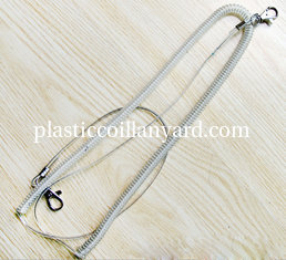China Hot sales clear plastic pu customized long wire coil tether w/meta snap hook for safety supplier