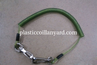 China Basic 16cm micro coiled lanyard covered with heavy duty green ruber protect valuable tools supplier