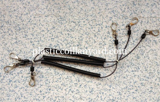 China Good Strong Stainless Steel Spiral Lanyard Plastic Coated with Metal Thumb Trigger on Each End supplier