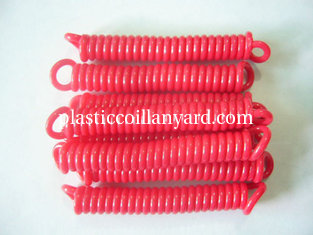 China Thick PU 3mm Cord Diametre Red Color Plastic Safety Cable Semi-finished Elastic Spiral supplier