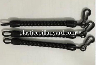 China Plastic Spring Clip Coiled Cord and Plastic Snap Hook All in Solid Black Color Good Fasteners supplier