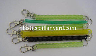 China Plastic Expandable Coil Key Holders Translucent Colors Thumb Hook and Small Split Ring supplier