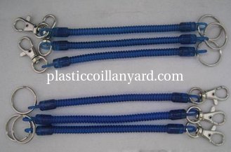 China Translucent Blue Long Coil Key Ring Holder Coil Anti-Lost Fastener Coil Tethers supplier