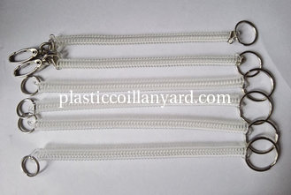 China Custom Clear High Quality Plastic Spring Coil Retainer with Key Ring and Oval Hook&Key Ring for Bags Pendants supplier