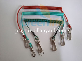 China Stretchable Quick Relase Coil Lanyard with Clip and Split Ring Best Spring Steel Wire Lanyards for Anti-Lost supplier