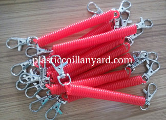 China Custom Rose Color 2.5x12x120mm Plastic Spring Key Coil w/Trigger Hooks on Both Ends supplier