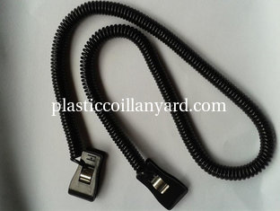 China Plastic 40cm Long Black Coiled Leash Connector w/2pcs Plastic Clip Ends supplier