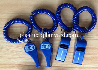 China Popular Sales Blue Plastic Wristband Coiled Holder Custom Imprinted Whistle supplier