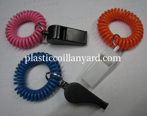 China Wrist Coil Strap Spiral Key Holder W/Promotional Plastic Whistle supplier