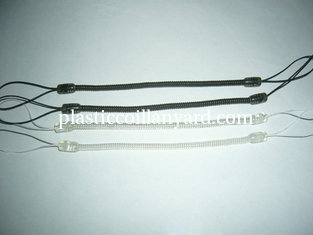 China Customized Black/Clear Color 15cm Length Plastic Slim Connecting Coil Tethers supplier