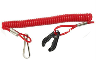 China Fashion Solid Red Safety Durable Spiral Coil Cord Stretched 1M Outboard Motor Killcord supplier
