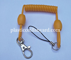 China 3.0mm dia Solid Yellow Extended 80cm Retractable Coil Chain with Snap Hook&Nylon Strap supplier