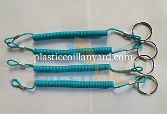 China Top Quality Blue TPU Coated Safety Elastic Coil Cord Rop Key Ring Accessory Full Stretched Length 1M supplier