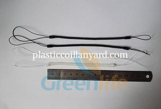 China Slim and Thin Safety Spring Coil Cable with Black Nylon String Loop on Two Sides for Pen Safety supplier