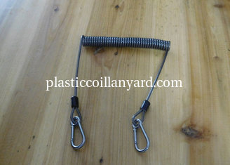 China SS 304 Carabiner Hooks Wire Coiled Lanyard Safety Rope High Quality supplier