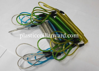China Customized PU Colors Double Loops High Tension Spring Steel Wire Tool Lanyard Retainers supplier