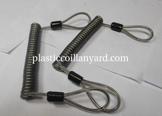China Transparent Black Wire Coil Lanyard for Bags Safety 2Loops End supplier