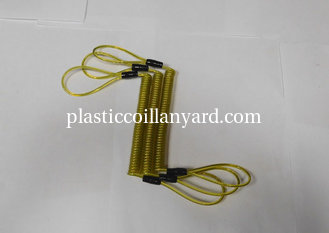 China Transparent Yellow Polyurethane Tubing Coiled Lanyard Straps w/Cord Loops supplier