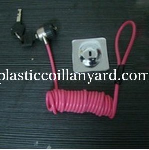 3.0mm transparent red PU coated spring steel wire rope cables with metal hook and loop&cri supplier