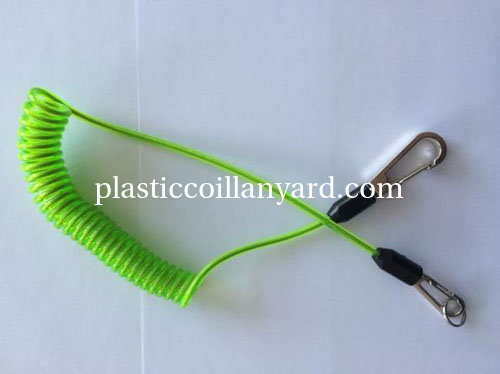 Yellow coil steel lanyard with end fittings high quality retracting coil cable with oval h supplier