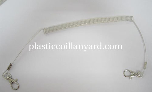 Yellow coil steel lanyard with end fittings high quality retracting coil cable with oval h supplier