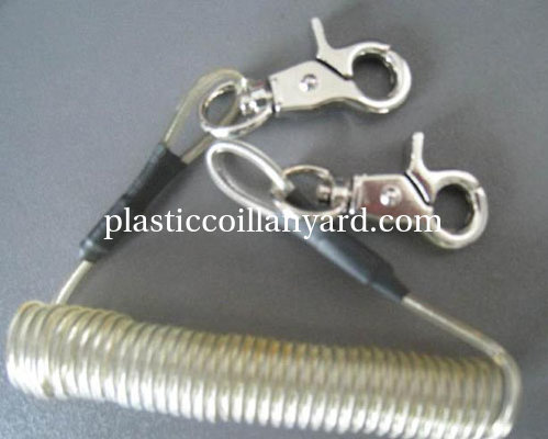 Strong plastic spring tool coiled lanyard for tools protection good secuirty spiral elasti supplier