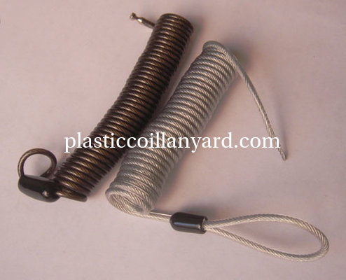 Strong plastic spring tool coiled lanyard for tools protection good secuirty spiral elasti supplier