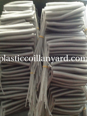 Stainless wire reinforced coil lanyard with metal egg hooks popular transparent clear supplier