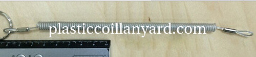 Stainless wire reinforced coil lanyard with metal egg hooks popular transparent clear supplier